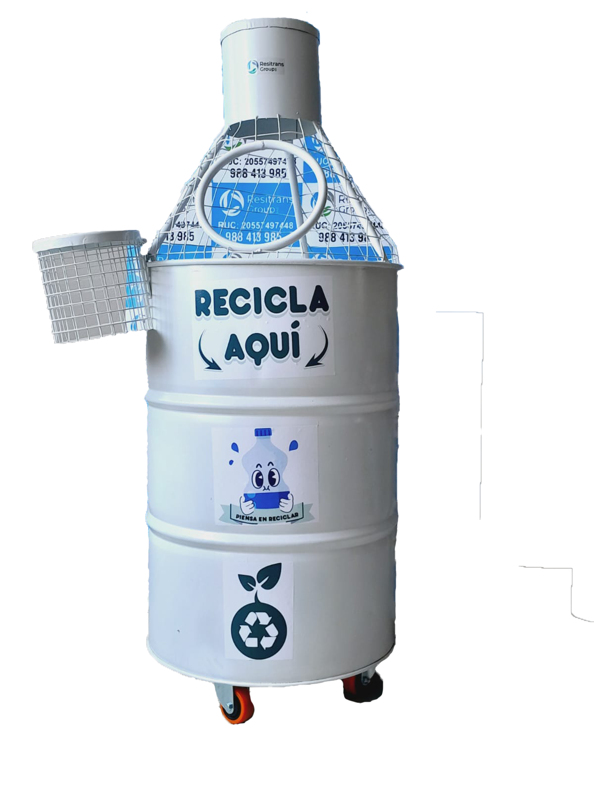 CILINDRO RECICLADOR DE 220 LITROS CON PORTA TAPITA